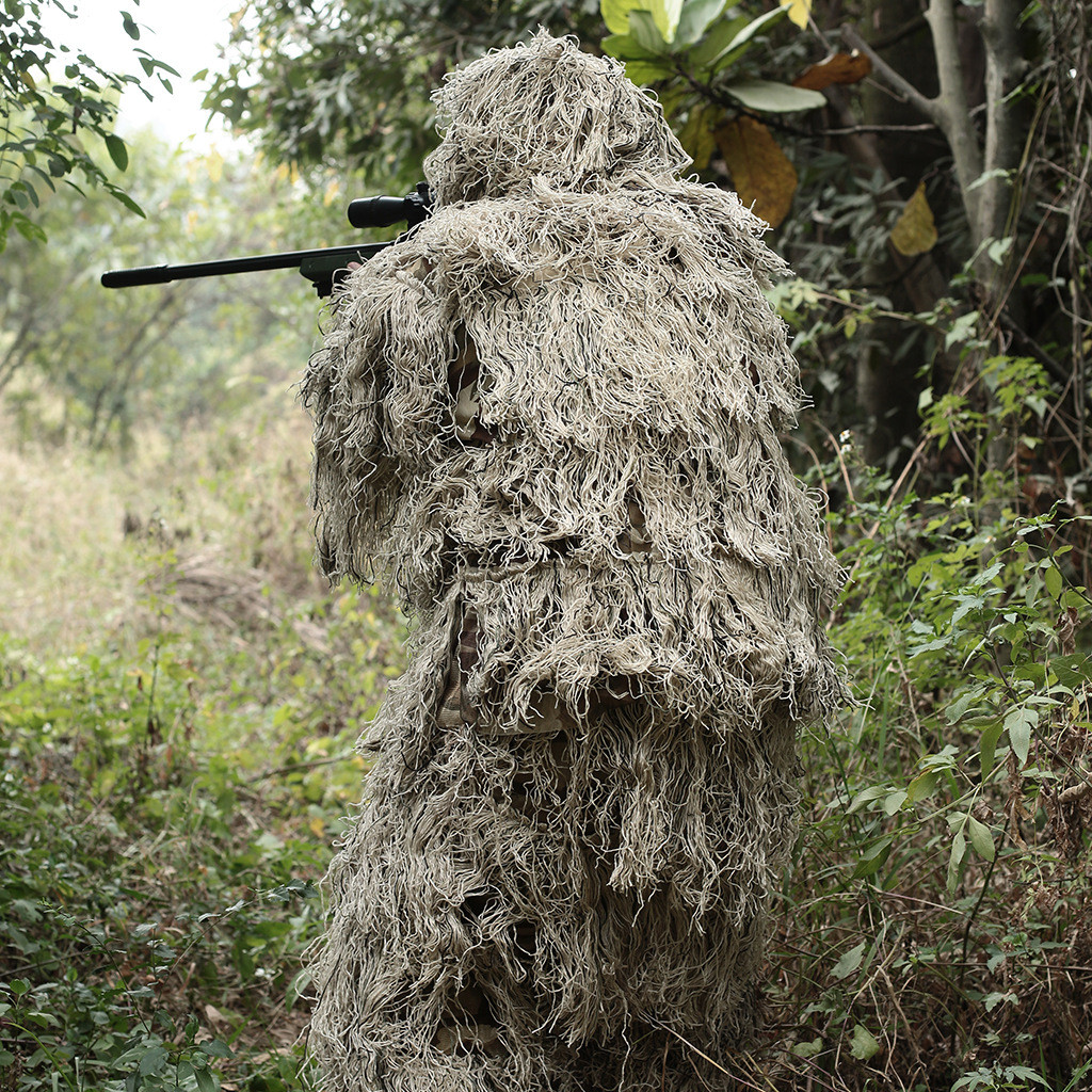 Jual Hunting Woodland Camo Sniper Ghillie Suit Blind Sniper Scope Mount ...