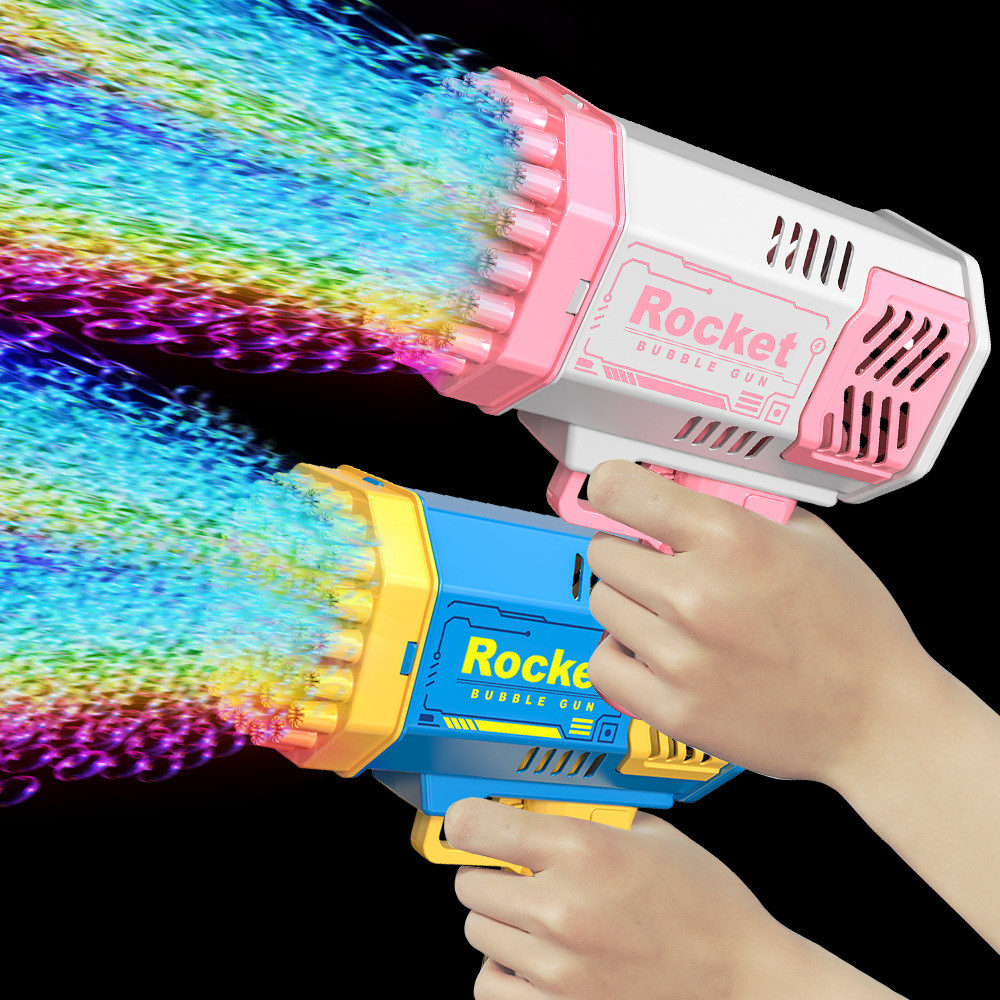 Jual 40 Holes Electric Rocket Bubble Gun Toy Bubbles Machine Automatic ...