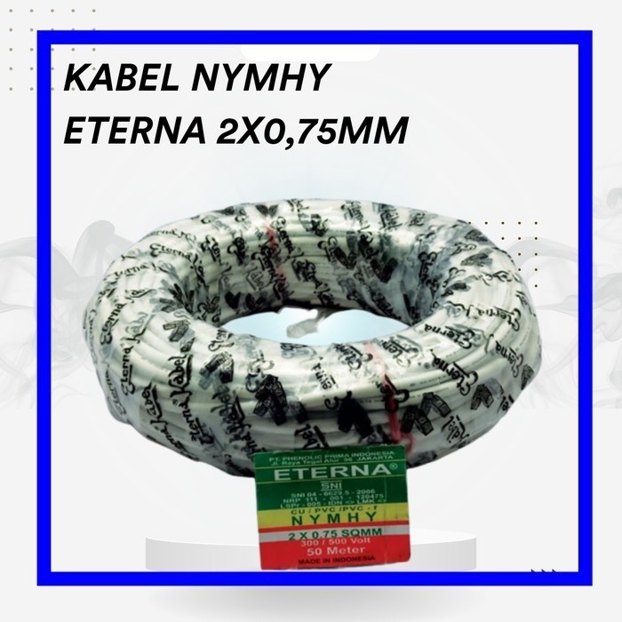 Jual Kabel Listrik Eterna Serabut NYMHY 2X0,75MM Roll 50M Murah Original | Shopee Indonesia