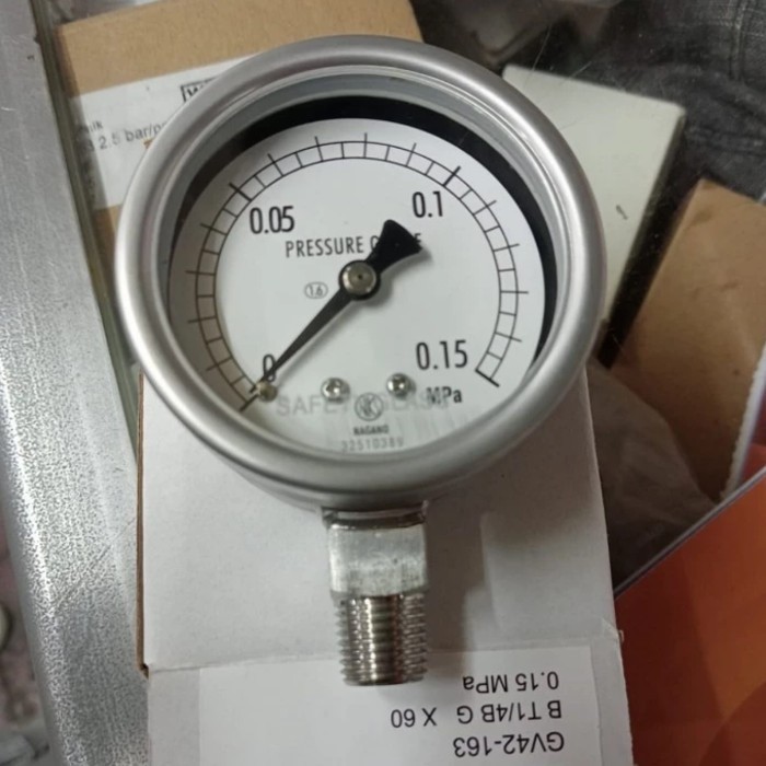 Jual Pressure gauge nagano 0.15MPA 2.5inch drat ¼" full stainless | Shopee Indonesia