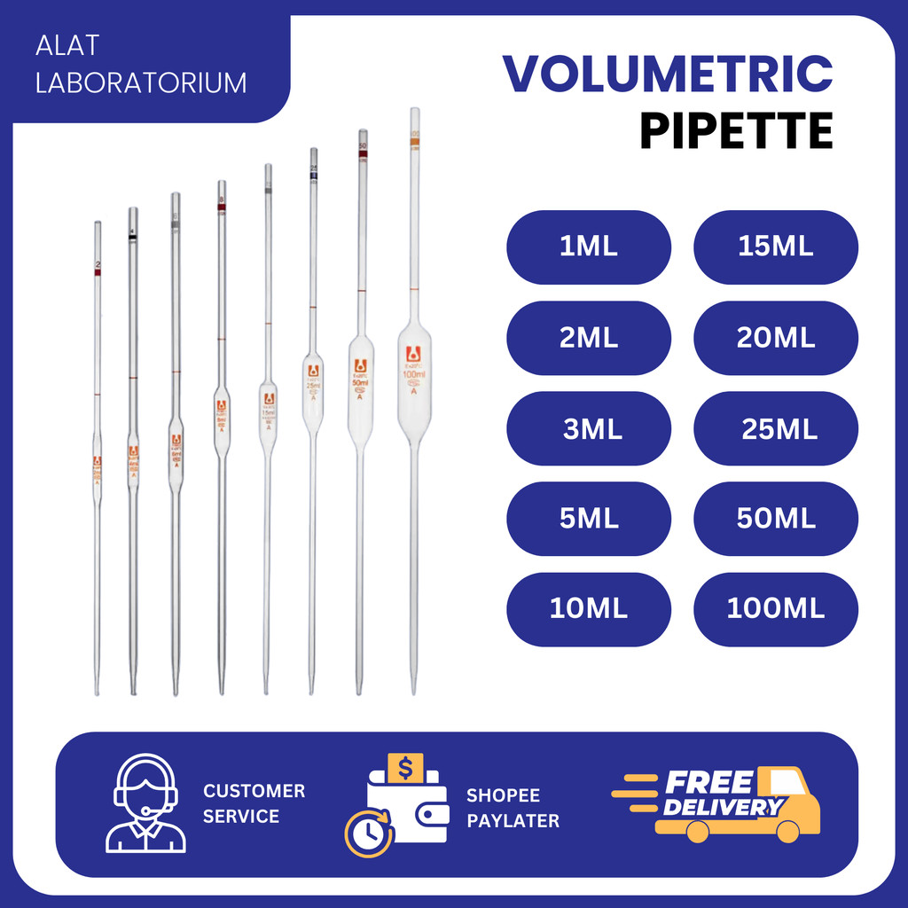 Jual Volumetric Pipette 100 ml Kaca Laboratorium / Pipet Volume 100 ml ...