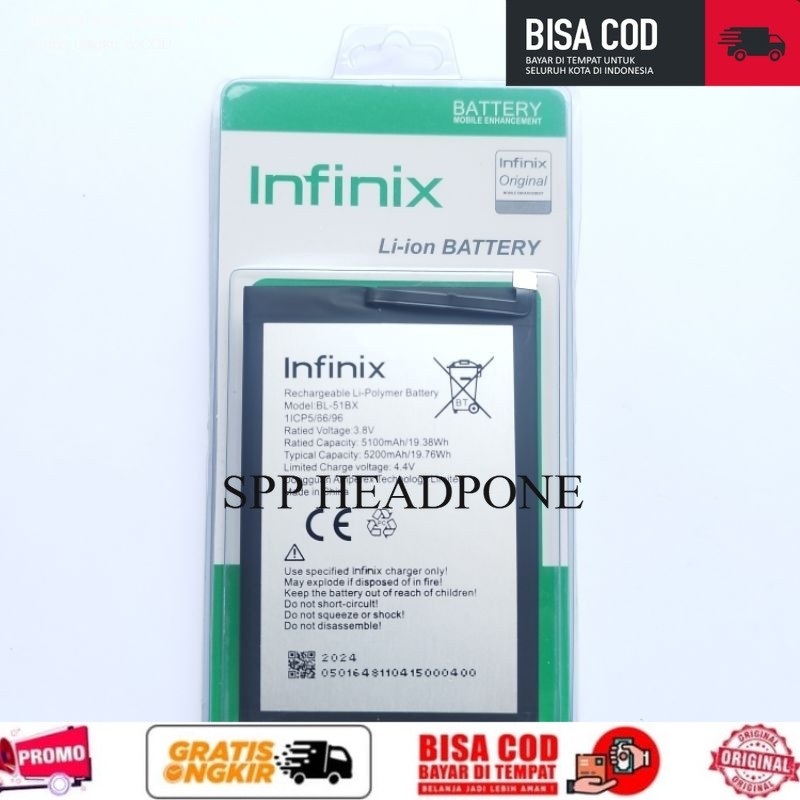 Jual BATERAI BATRE INFINIX HOT 11 X662 X662B BL51BX BL-51BX ORIGINAL ...