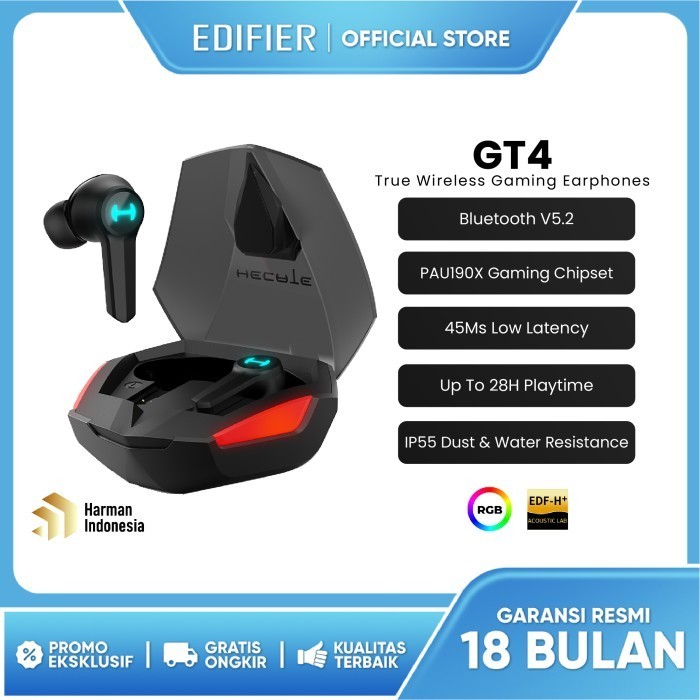 Jual EDIFIER HECATE GT4 True Wireless Gaming Earphone Low Latency with RGB | Shopee Indonesia