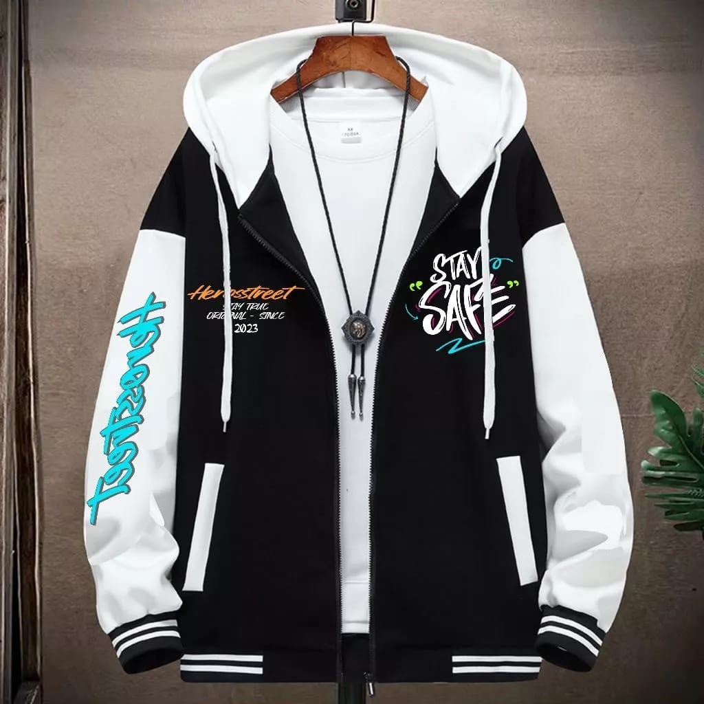 Jual SC. Stay Safe Jaket Zipper Hoodie Outerwear Varsity Zipper OOTD ...