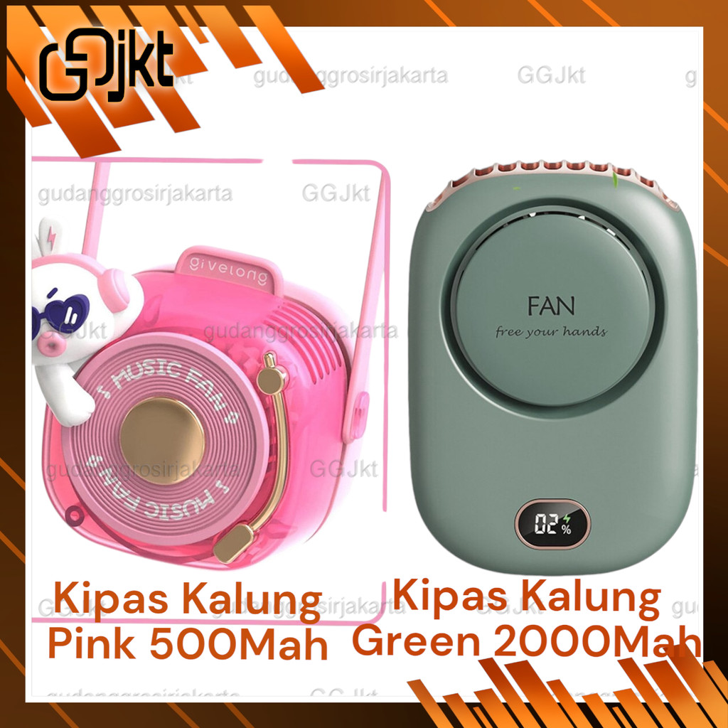 Jual KIPAS ANGIN MODEL KALUNG PORTABLE LANYARD HANGING NECK FAN PINK ...