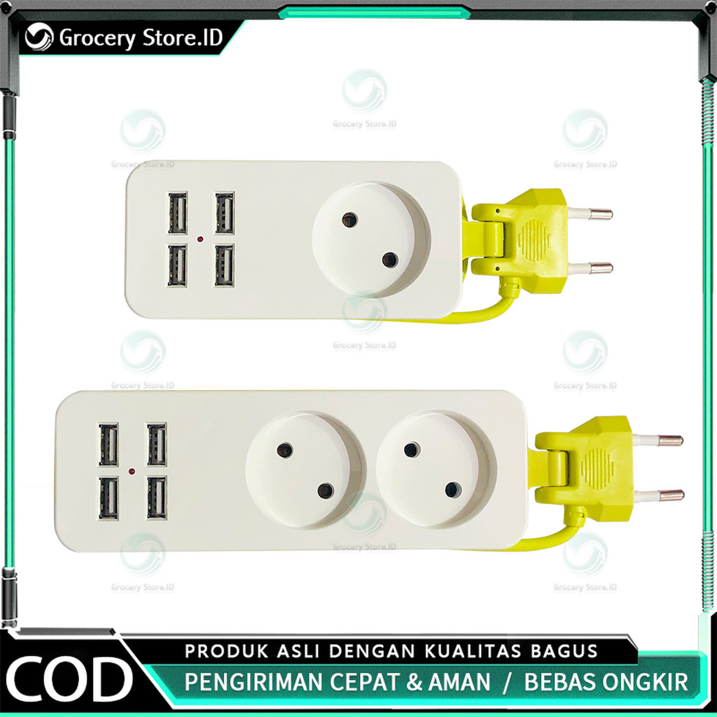 Jual Portable Stop Kontak Travel - 4 USB Port - Kabel 1.5 Meter Stop ...