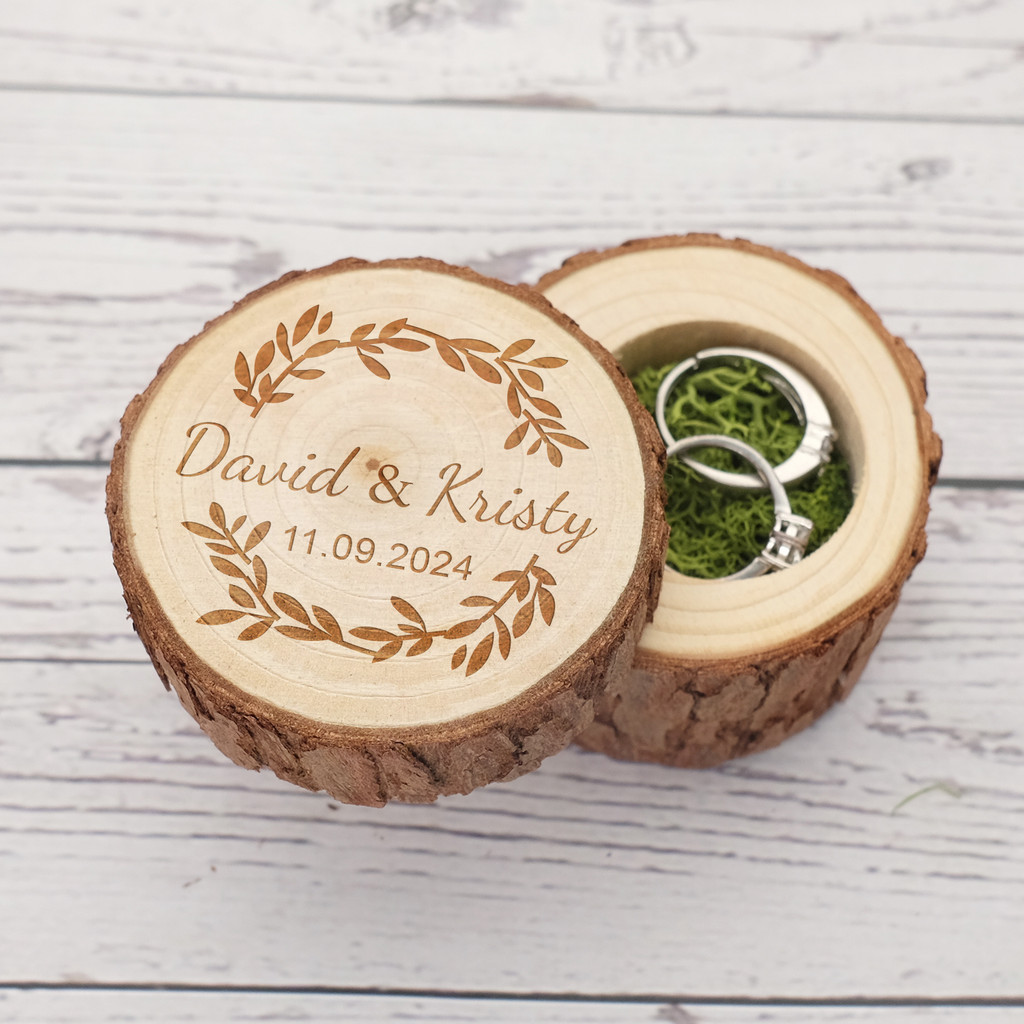 Jual Personalized Wedding Ring Bearer Box Rustic Wedding Ring Box Wood ...