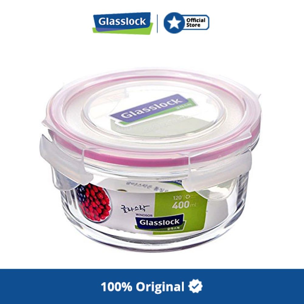 Jual Glasslock 400 ml Basic Wadah Makanan Round - Ungu Food Container ...