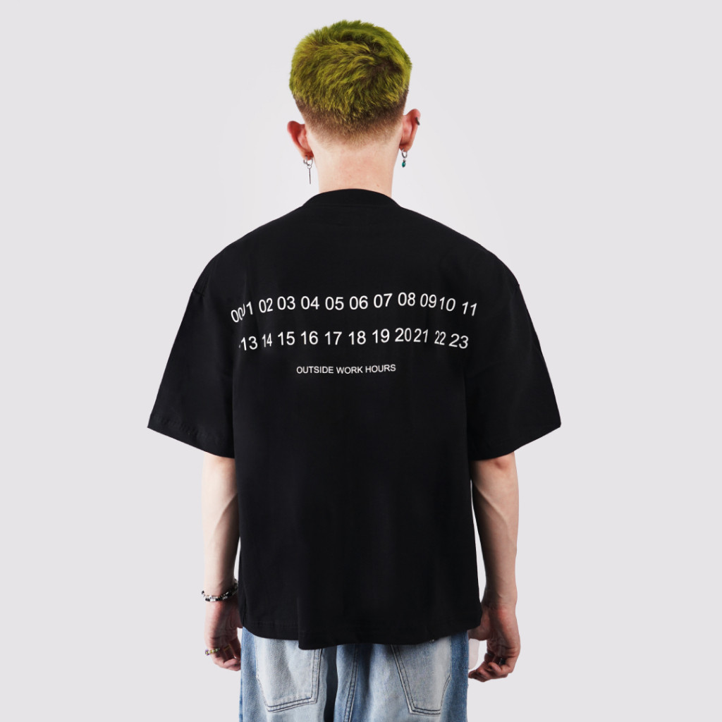 Jual Outside Work Hours - Overtime Black Boxy Oversized Tshirt | Shopee ...
