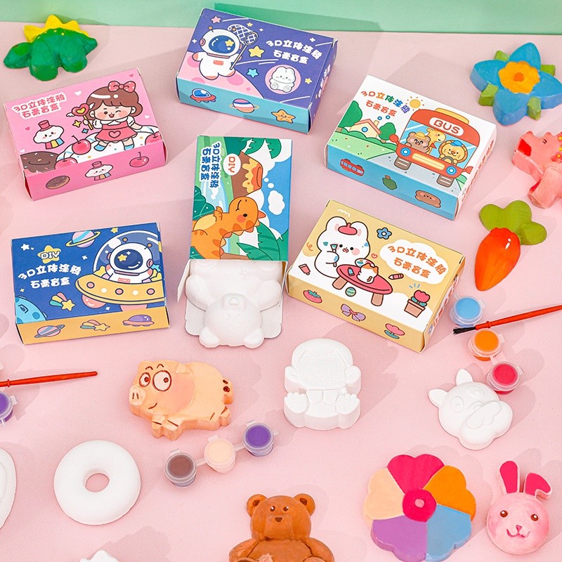 Jual ⭐JOJU⭐ DIY 1 SET MAINAN EDUKASI ANAK GYPSUM PAINTING 3D / GYPSUM MEWARNAI 3D MINI KIT UNTUK ...