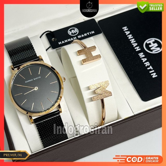 Jual Jam Tangan Wanita Fashion Hannah Martin Original Paket Rantai ...