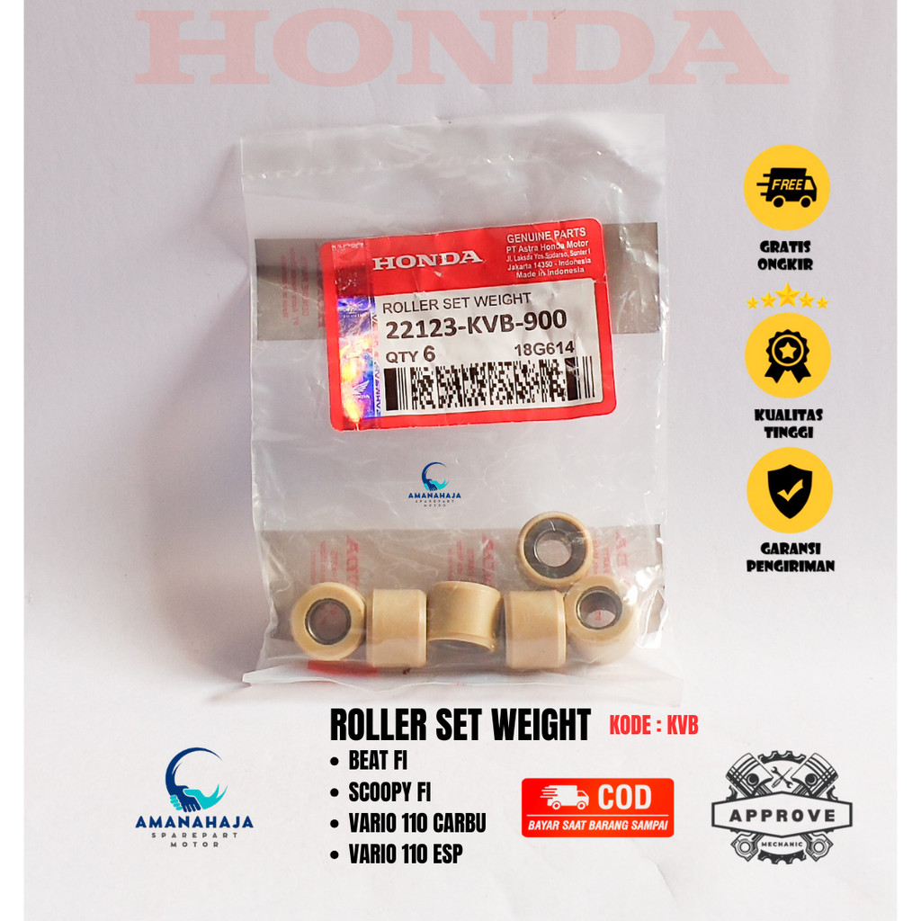 Jual ( GARANSI ) ORI ROLLER SET ONLY MOTOR BEAT F1 / VARIO (KVB ...