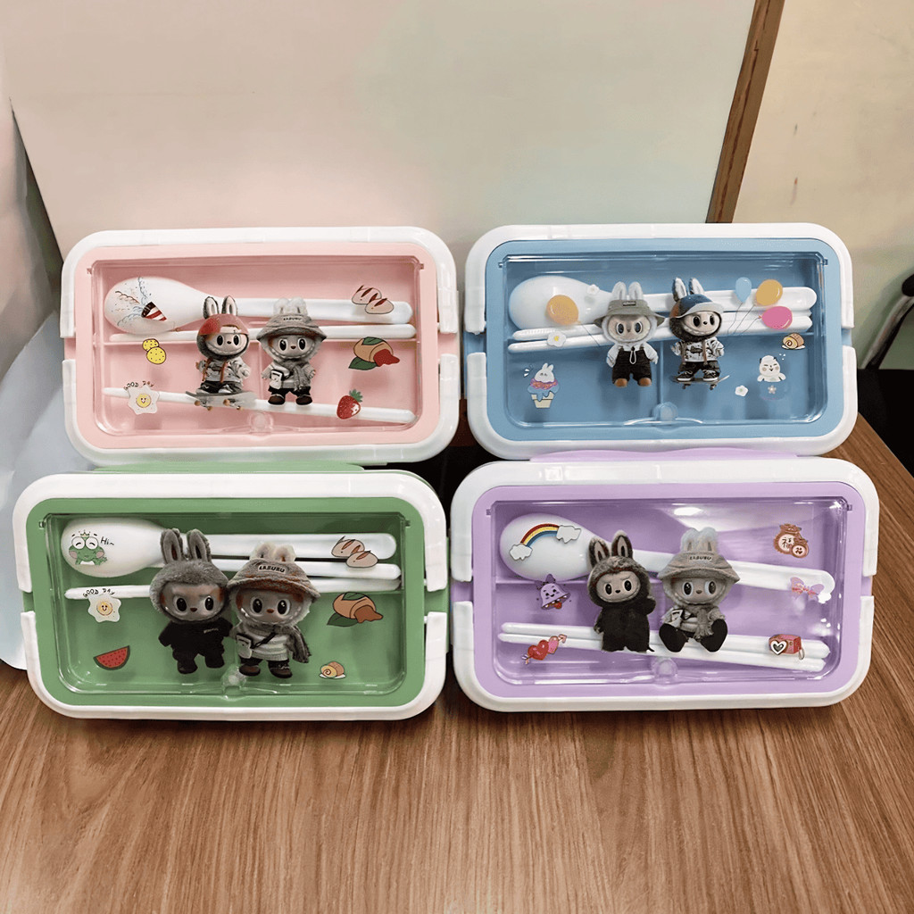 Jual LABUBU Lunch Box 1100ML Kotak Bekal 2 Sekat / Anti Tumpah & BPA Free / Dengan Sendok ...