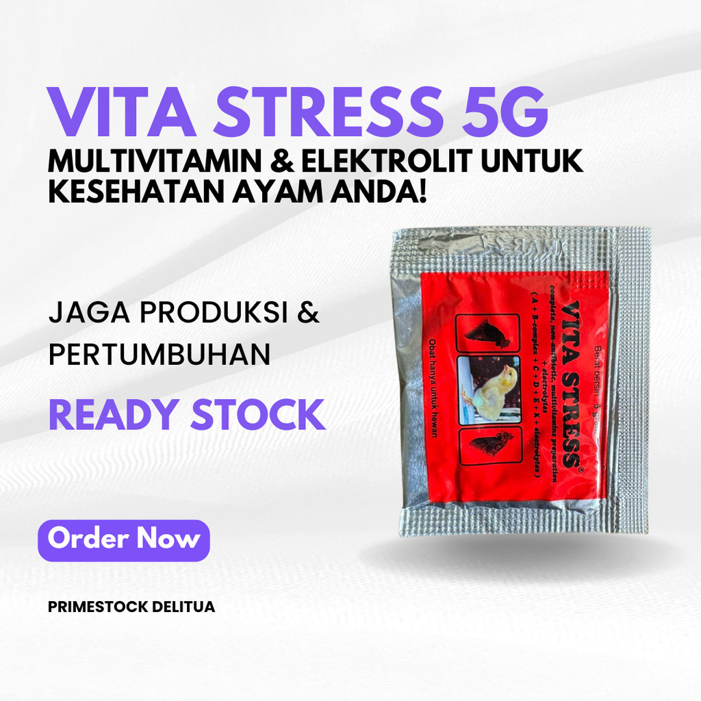 Jual VITA STRESS 5g: Multivitamin dan Elektrolit untuk Kesehatan Ayam ...