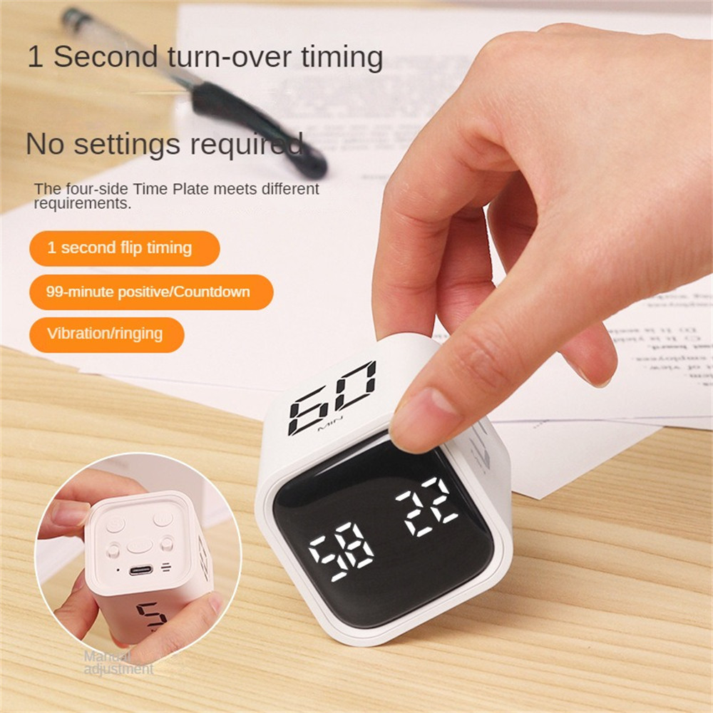 Jual Productivity Cube Timer Gravity Sensor Flipping Led Display 4 Preset Time Dual Modes