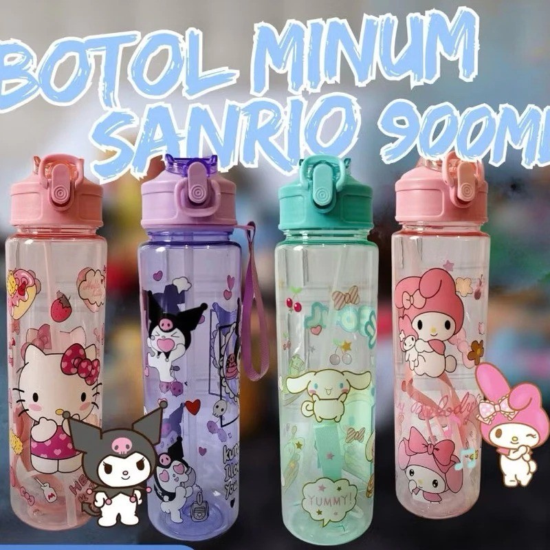 Jual KYON | Botol Minum SANRIO | LABUBU / CAPYBARA 900ML Bening Botol Air Tritan Anak Sanrio ...