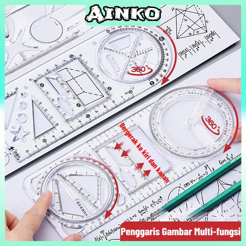 Jual Rotary Geometric Drawing Ruler Penggaris Multifungsi Geometri Bisa ...