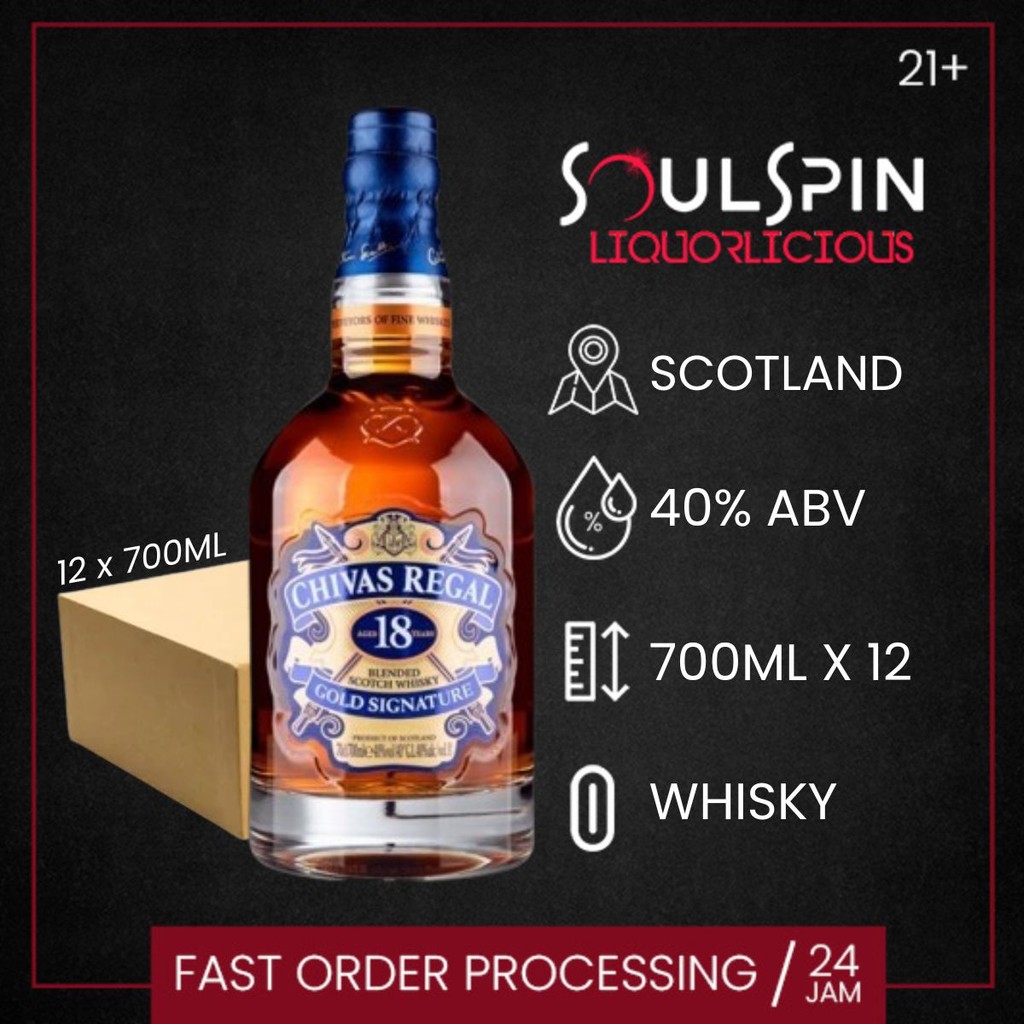 Jual Chivas 18 Year Old Blended Scotch Whisky 700ml [ Dus isi 12 Botol ] | Shopee Indonesia