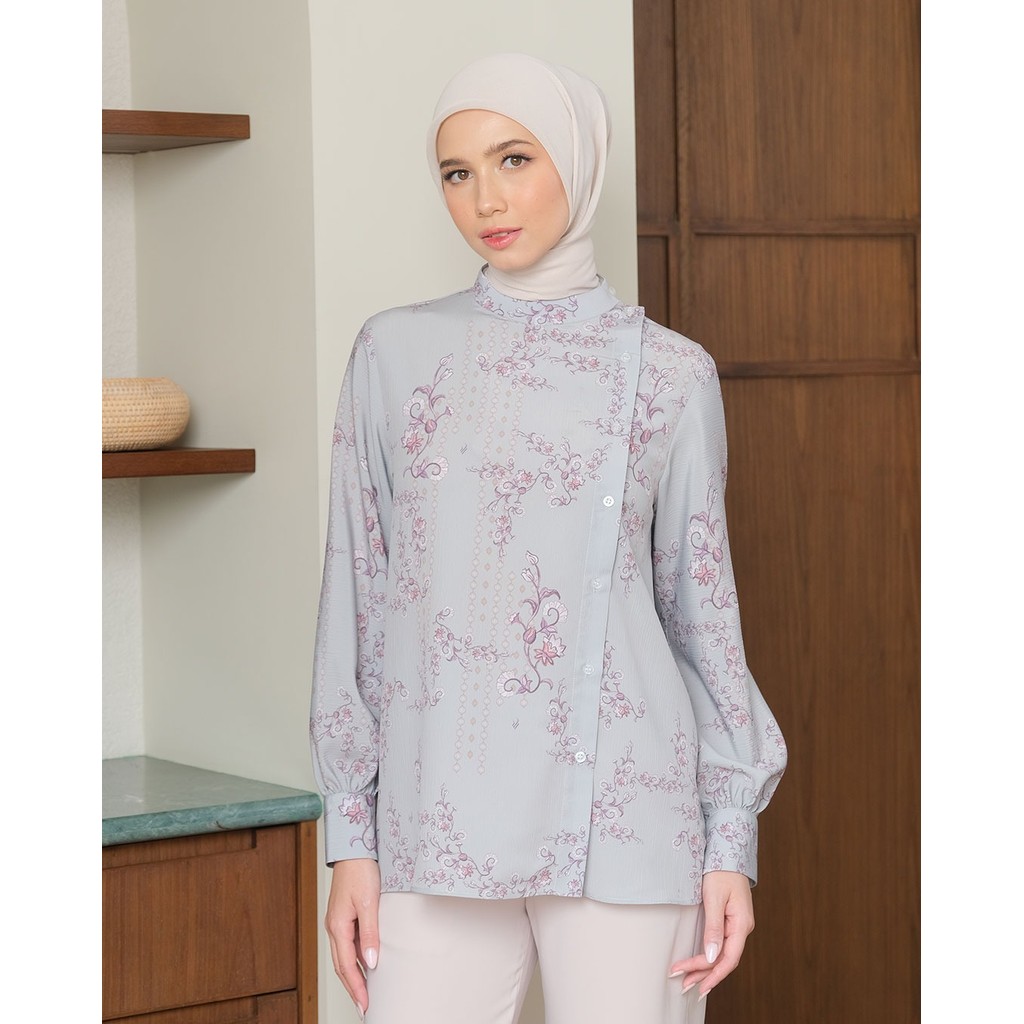 Jual Muda Official Shaina Blouse - Ash Blue | Shopee Indonesia