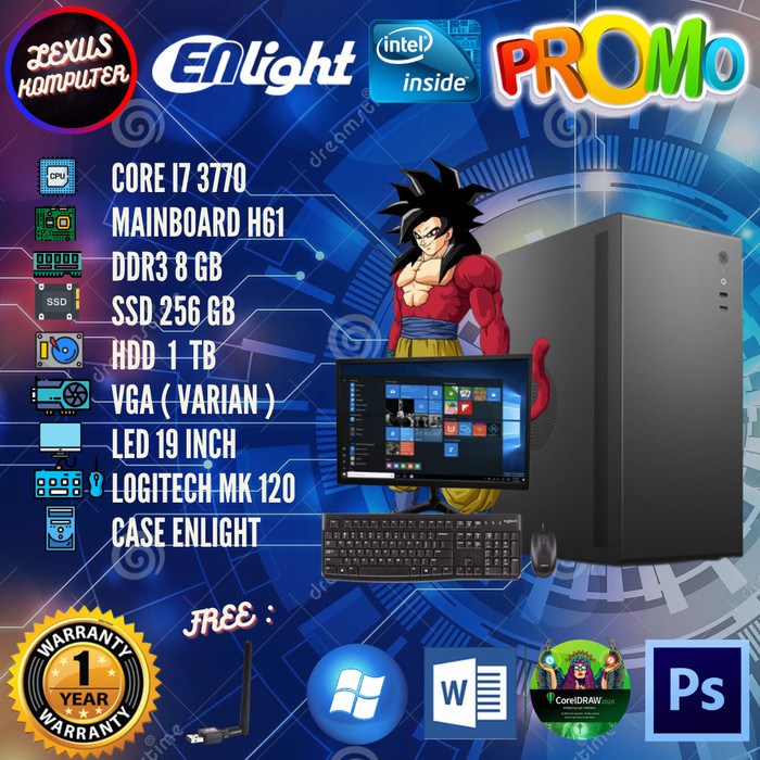 Jual PC KOMPUTER GAMING RAKITAN EDITING KANTOR I7 3770 PAKET LED 19 LX41 | Shopee Indonesia