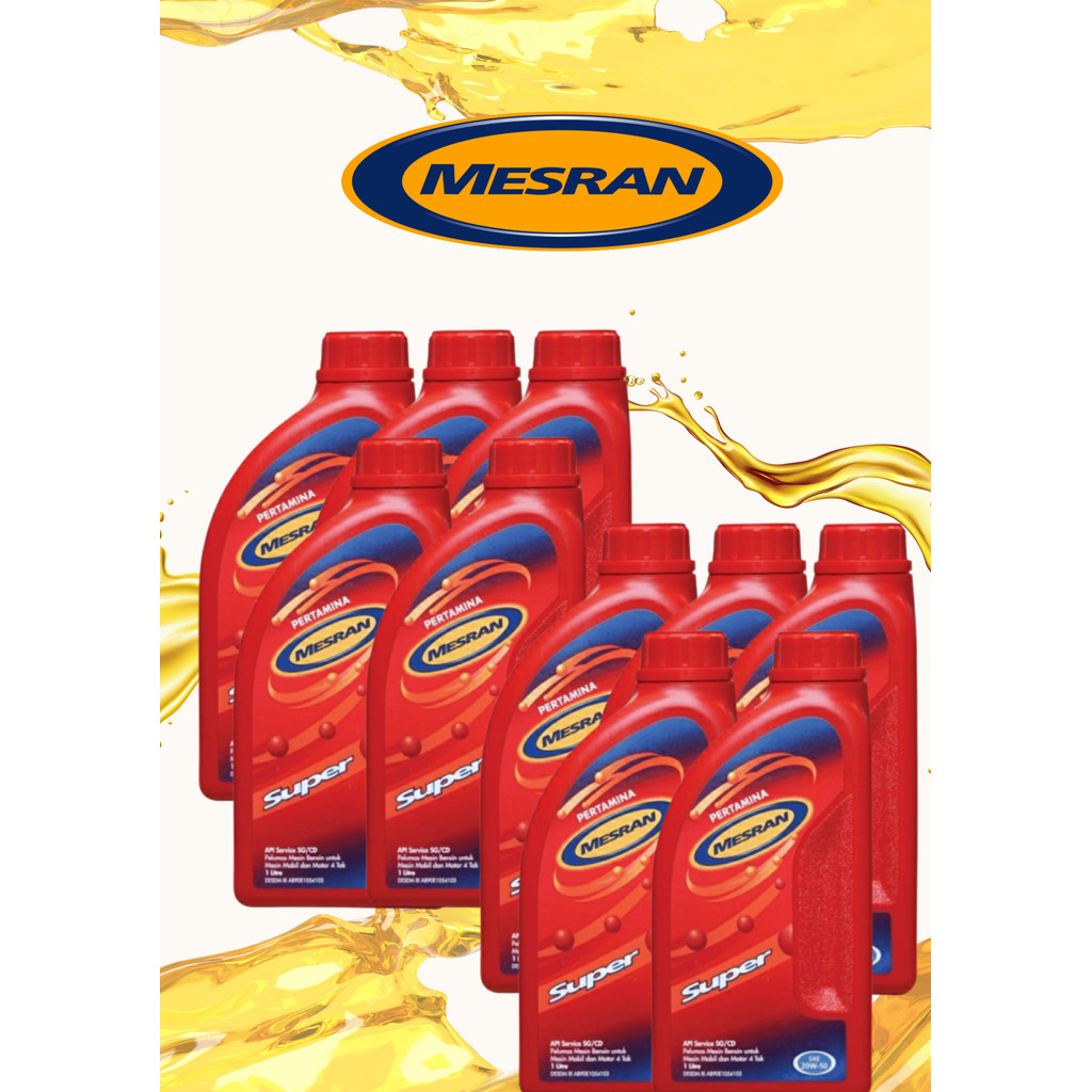 Jual 10 BOTOL Oli Pertamina Mesran Super 1L | Shopee Indonesia