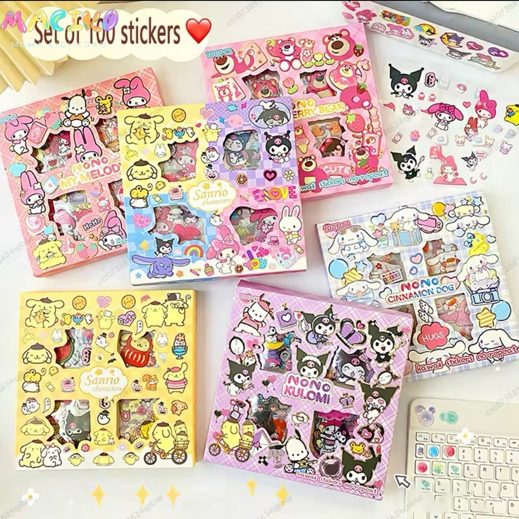 Jual MCK - 100 Lembar Stiker Motif Momo Sanrio Masu Nono Cici Snoopy ...