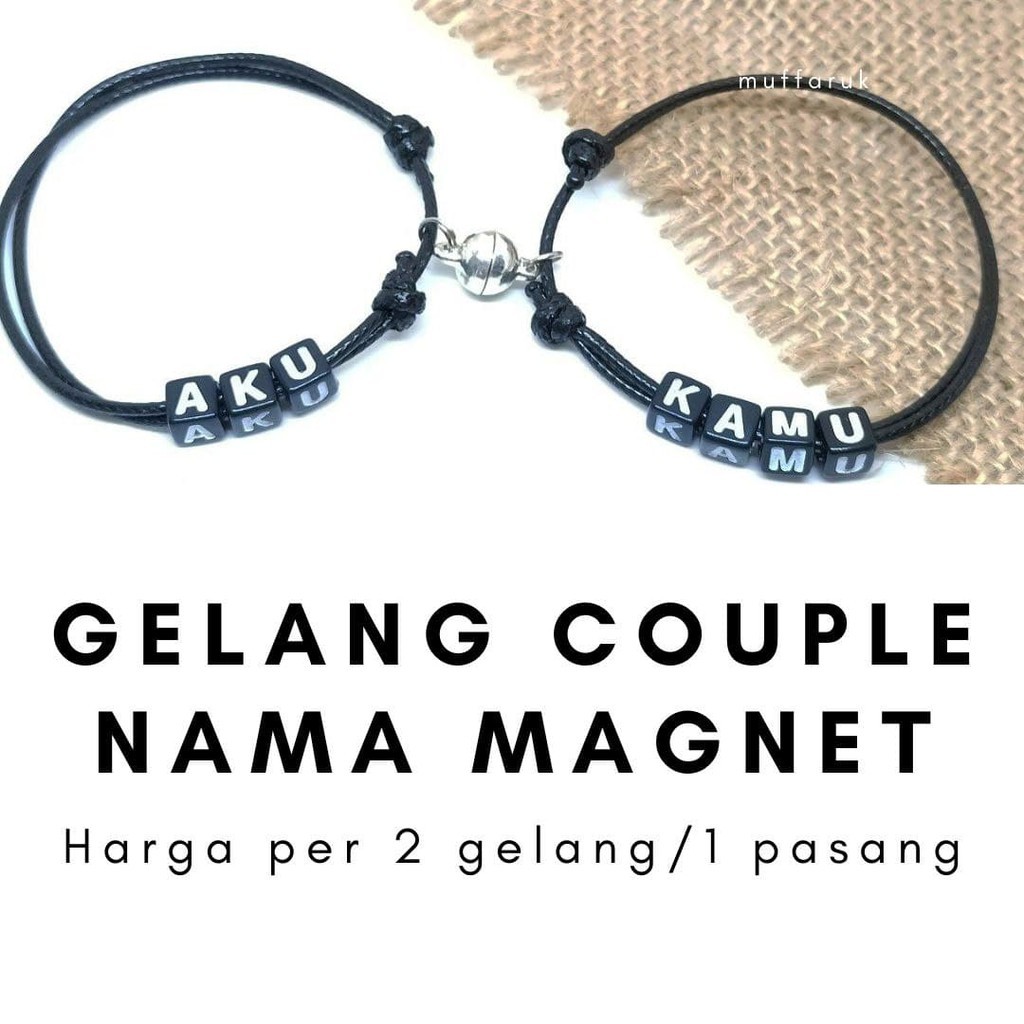 Jual FOTO REALPICT GELANG NAMA MAGNET / GELANG COUPLE CUSTOM HURUF ...