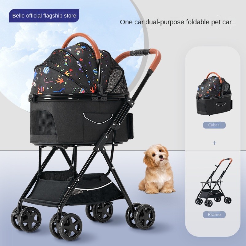 Jual Bello LD03-T Lightweight Foldable Pet Trolley Dog Cat Separation ...