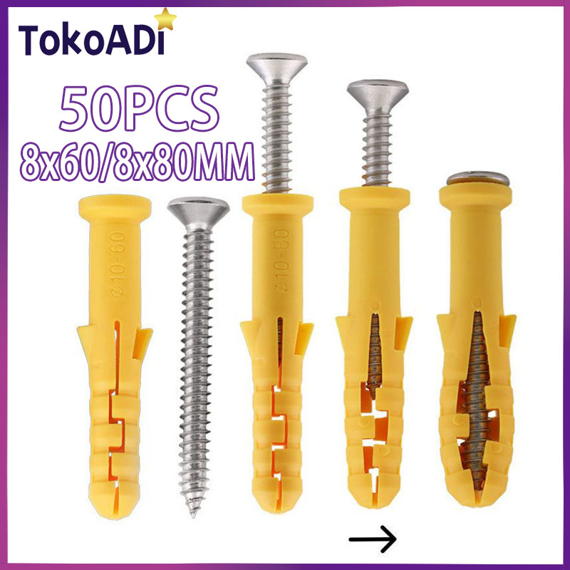 Jual 50 Set Vischer Set Piser Set Skrup Angkur Baut Set Sekrup Dinding Tembok Angkur Nylon Wall ...