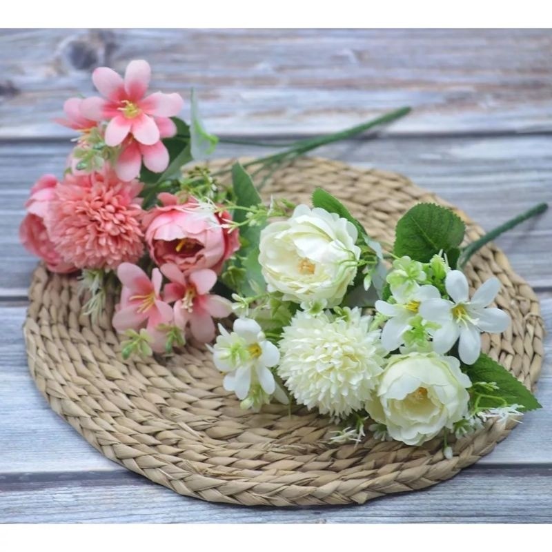 Jual BUNGA POM POM MIX PEONY ARTIFICIAL PERTANGKAI AF 009 | Shopee ...