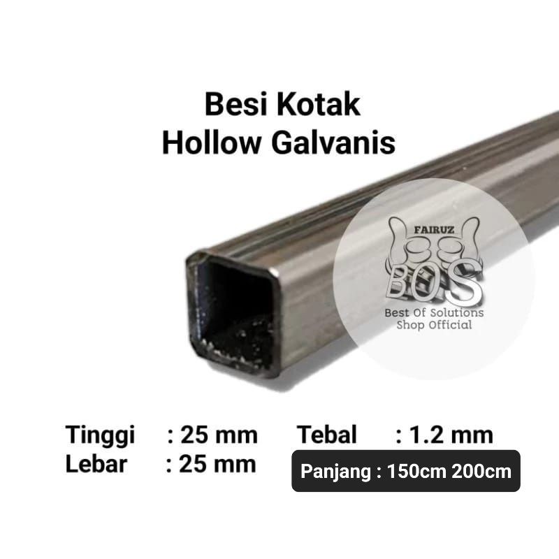 Jual Besi Hollow Galvanis 25x25mm Tebal 1.2mm Panjang 150cm 200cm holo ...