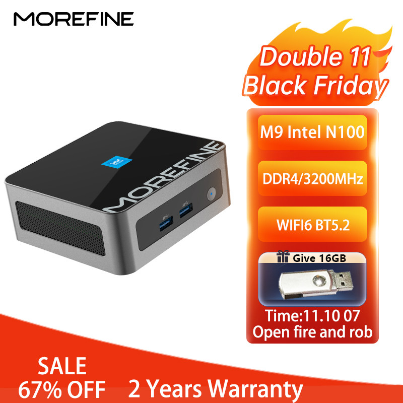 Jual MOREFINE M9 N100 Mini PC Portable Gaming Desktop Computer Minipc Dual LAN 2.5G/1G WiFi 6 ...