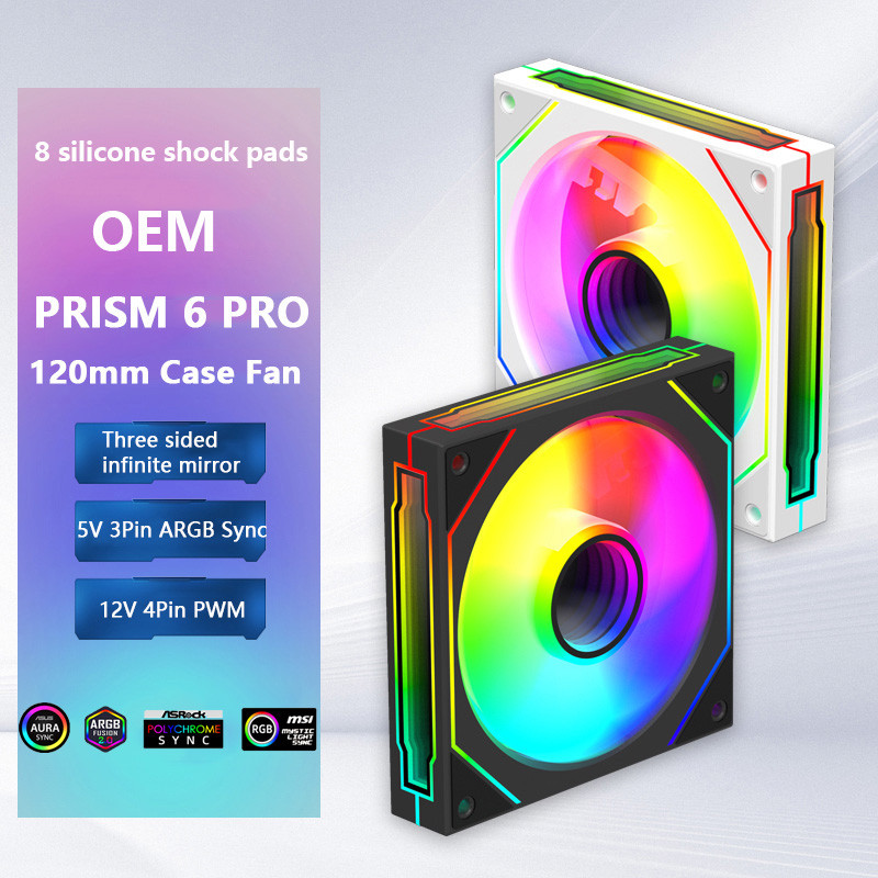 Jual OEM Prism 6 Pro ARGB PC Case Fan 120mm 3-sided Infinite Mirror 5V ...