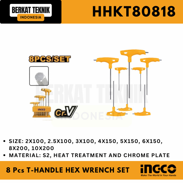 Jual Hex Wrench T2-T10 T-Handle 8pcs Set - Kunci L Model T - INGCO HHKT80818 | Shopee Indonesia