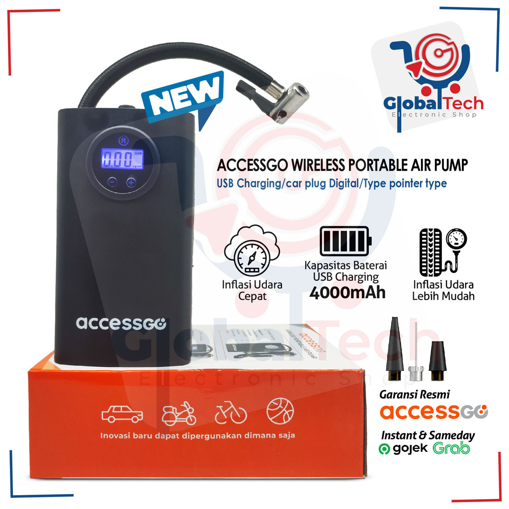 Jual Pompa Ban Elektrik Udara Portable Air Pump, Automatic Stop, Bisa ...