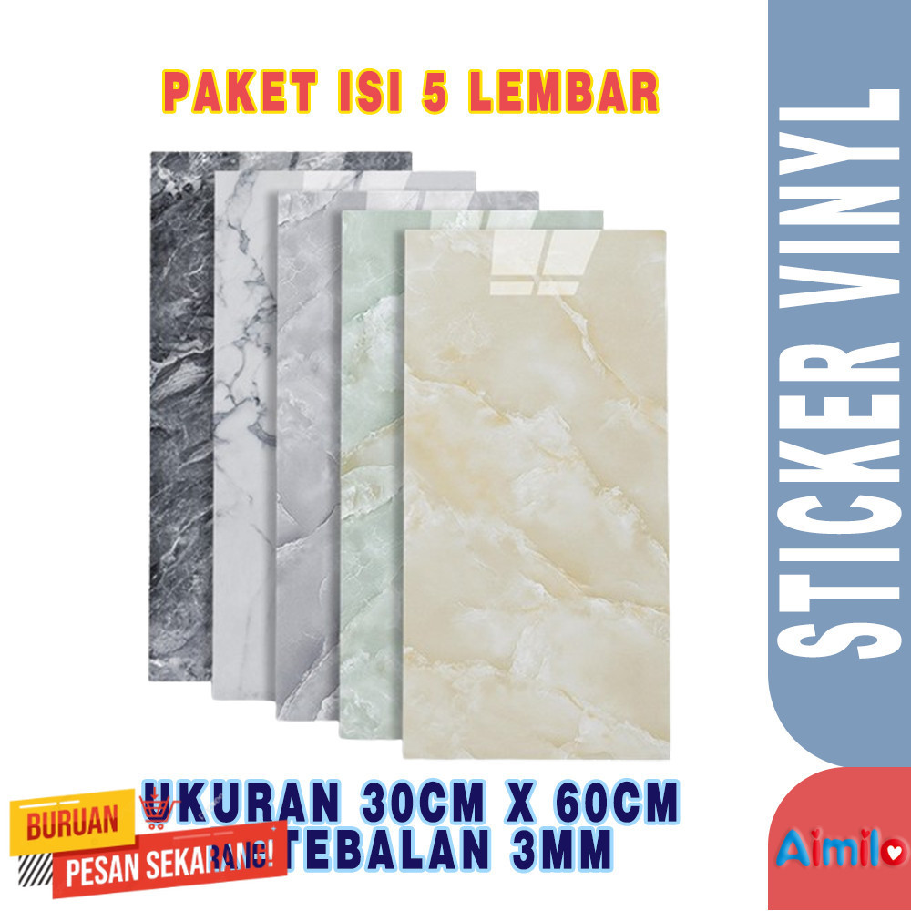 Jual PAKET ISI 5 LEMBAR !! Wallpaper Dinding VINYL Marble 30 cm x 60 cm / Sticker Lantai Vinyl ...
