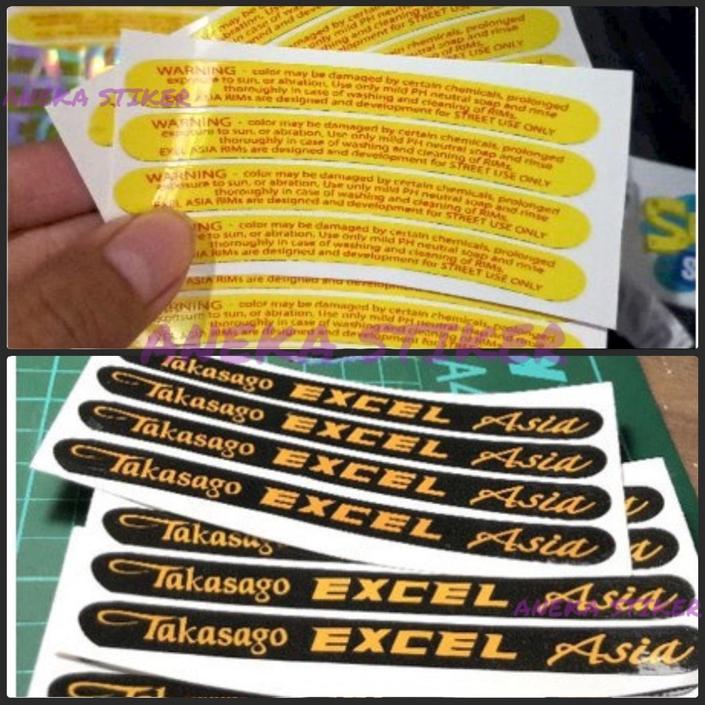 Jual STICKER STIKER VELG TAKASAGO EXCEL ASIA PRINT HITAM OREN ORANYE BERKUALITAS ORI Aneka ...