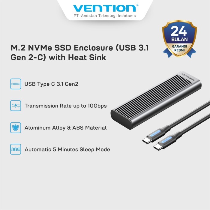 Jual Vention Cassing M.2 NVMe SSD HDD Enclosure Bundling Kabel USB 3.1 ...