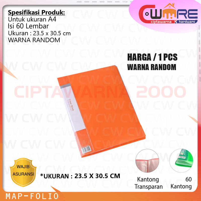 Jual Map Plastik Clear Holder File Dokumen Keeper A4 60 Lembar - NATS ...