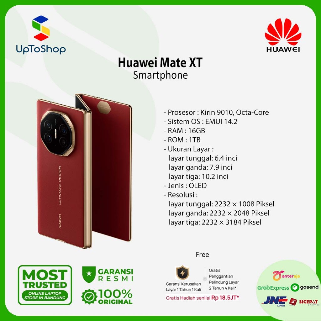 Jual Huawei Mate XT Smartphone Ultimate Design 16GB/1TB Super Slim Tri ...