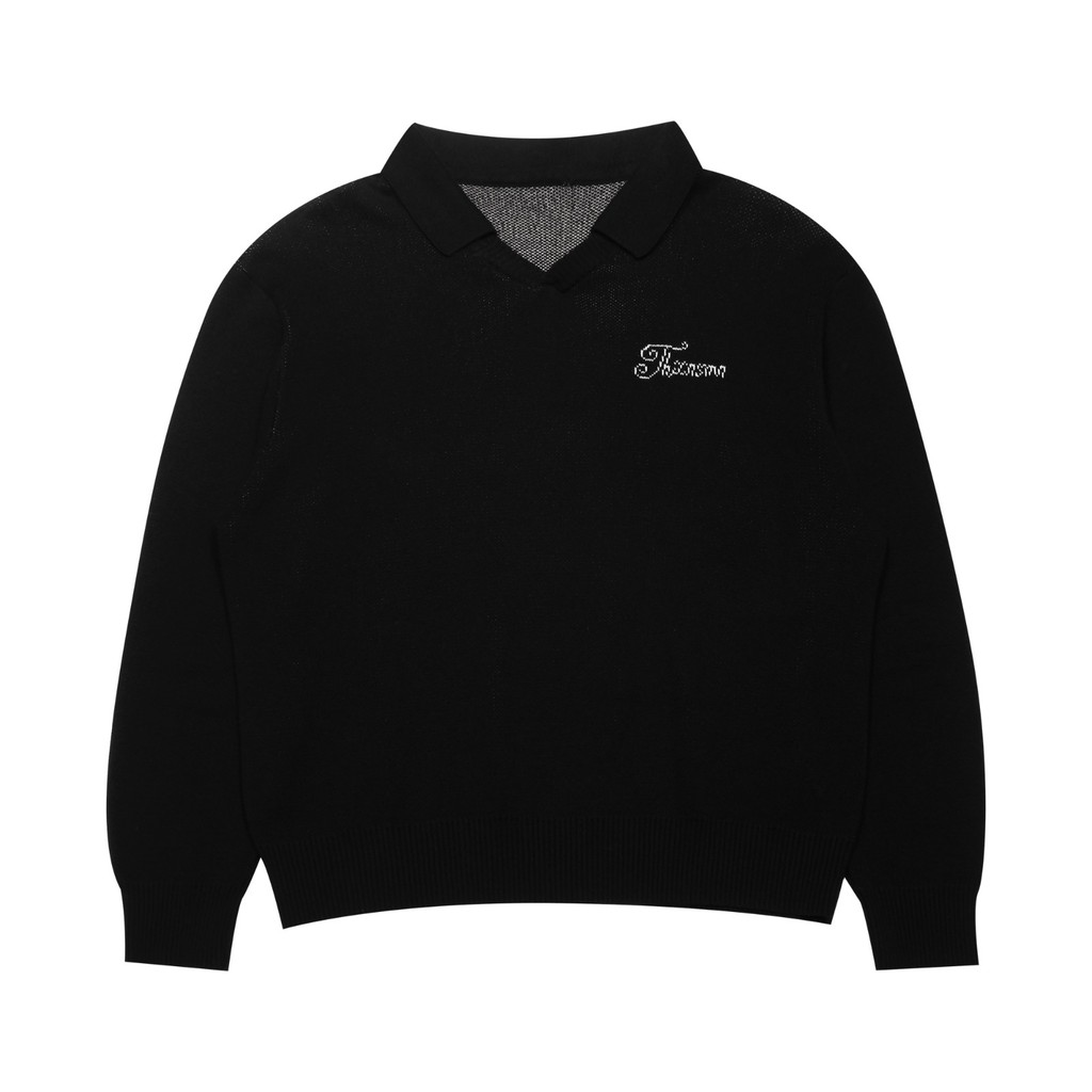 Jual Polo Knit Sweater Sherla Black Thanksinsomnia | Shopee Indonesia