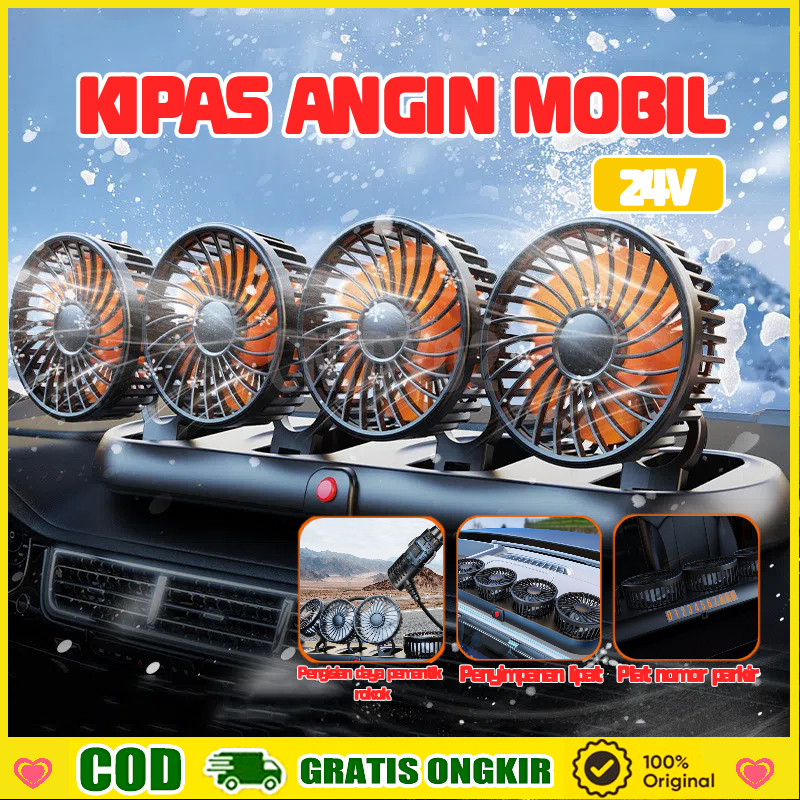Jual [COD]Kipas Angin Mobil 3/4 Kepala 24V Kipas Pendingin Truck USB ...