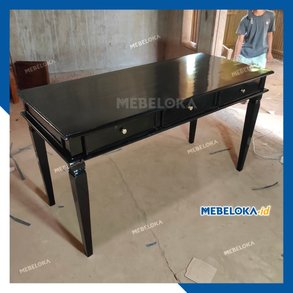 Jual Console table jati minimalis kaki kotak. Meja konsul konsol 3 laci ...