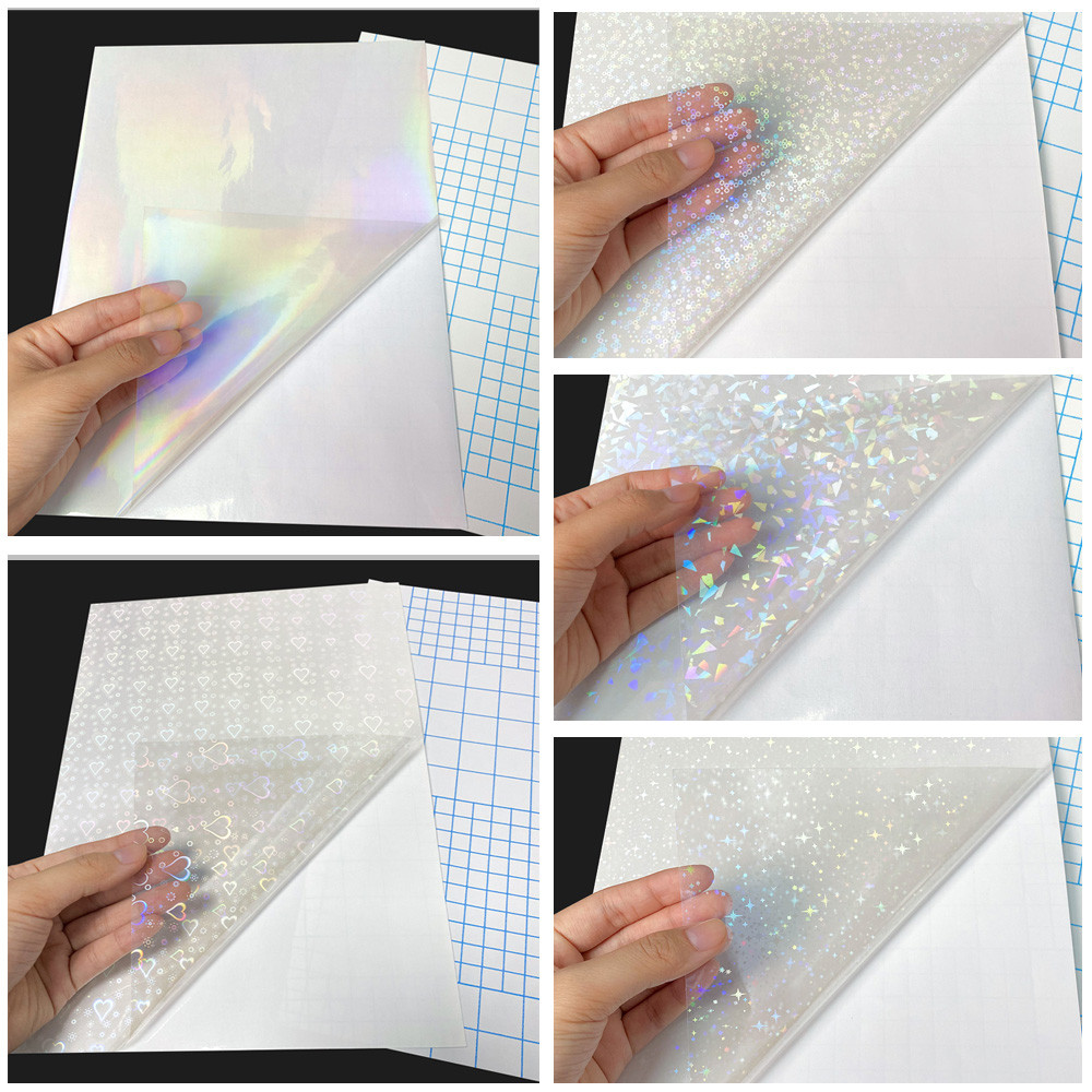 Jual 10 Sheets 15 Style A4 Transparent Holographic Overlay Lamination ...