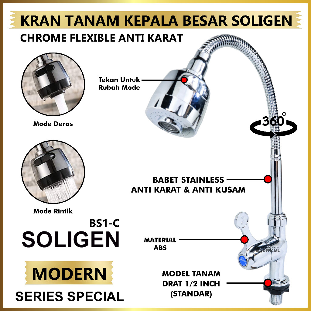 Jual KRAN SINK SOLIGEN TANAM TANCAP FLEXIBLE KERAN CUCI PIRING ...