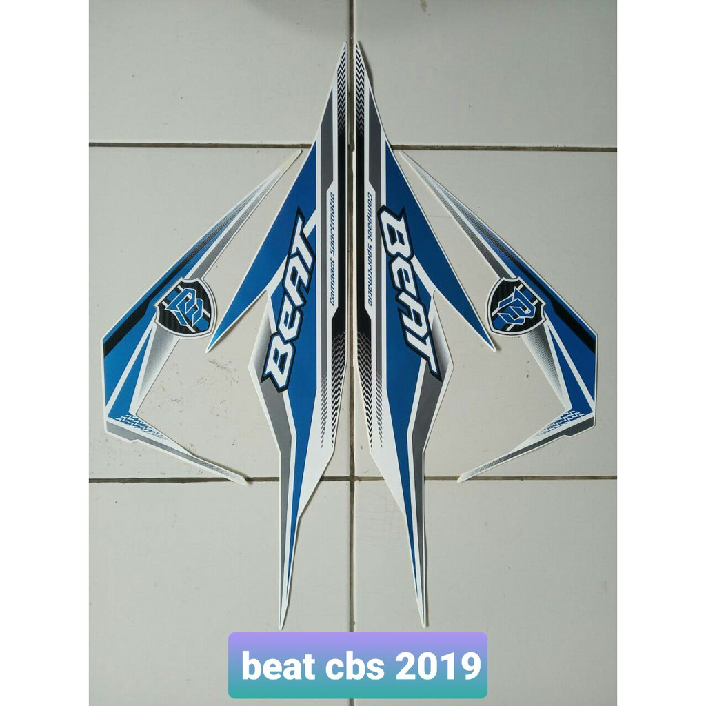 Jual stiker striping honda beat cbs 2019 putih biru | Shopee Indonesia