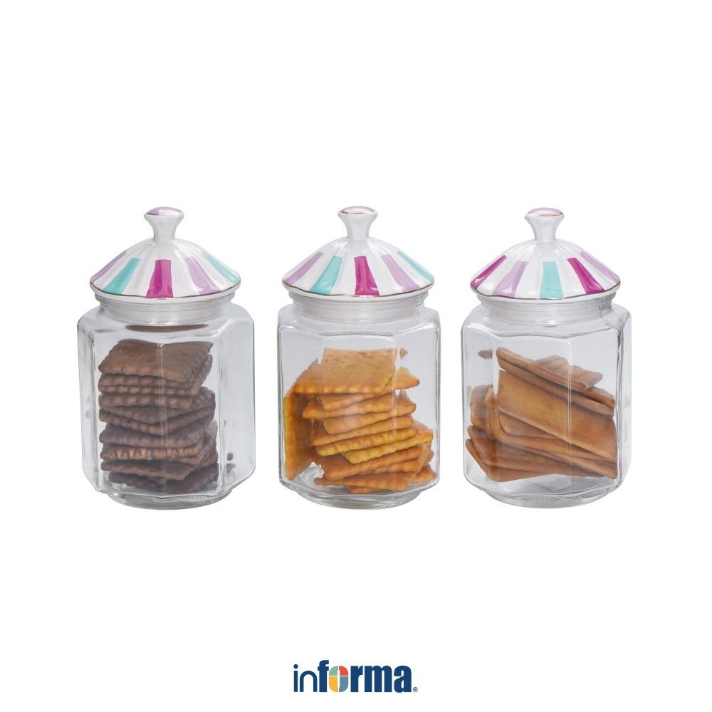 Jual Informa 850 ml Set 3 pcs Carnaval Stoples Kaca Jar Tempat Simpan ...