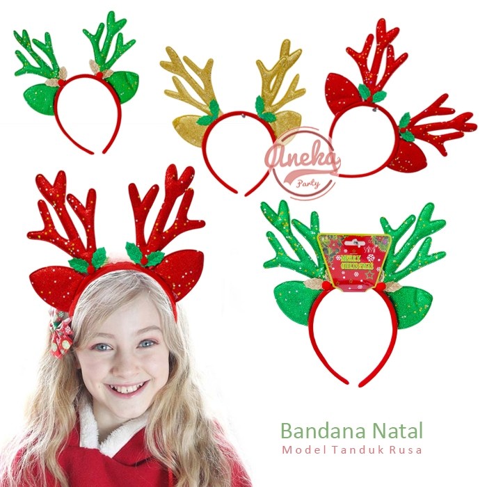 Jual isi 12 Bando Natal Tanduk Rusa Kuping / Bando Natal Merry ...