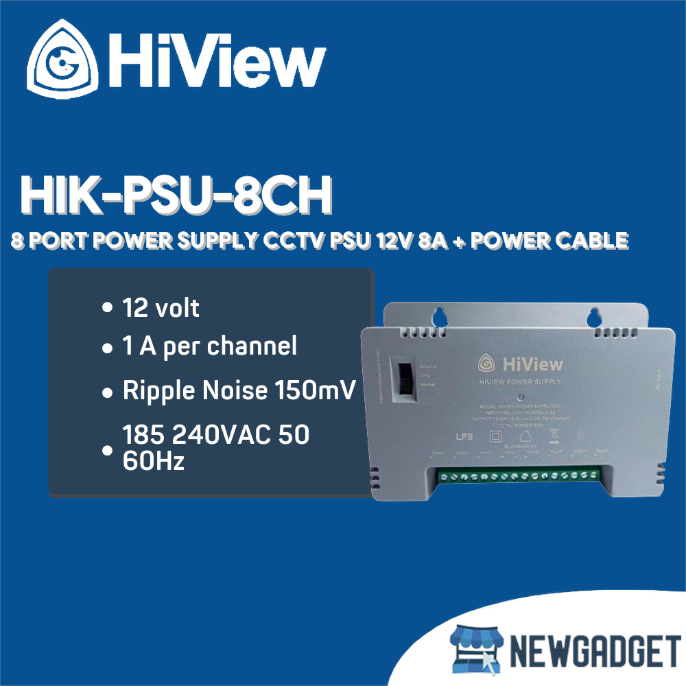 Jual HIVIEW HIK-PSU-8CH 8 PORT POWER SUPPLY CCTV PSU 12V 8A + POWER ...