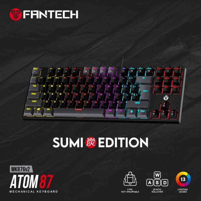 Jual Fantech ATOM TKL MK876 RGB Gaming Mechanical Keyboard - Black, Outemu Blue | Shopee Indonesia
